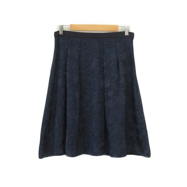 Ave sabato アベサバト スカート フレア ジャガード シフォン 11 紺 ネイビー レディース【表記サイズ】11【実寸サイズ】ウエスト：76cm　ヒップ：102cm　スカート丈：60cm　　【素材】表地 ポリエステル50% レーヨ...