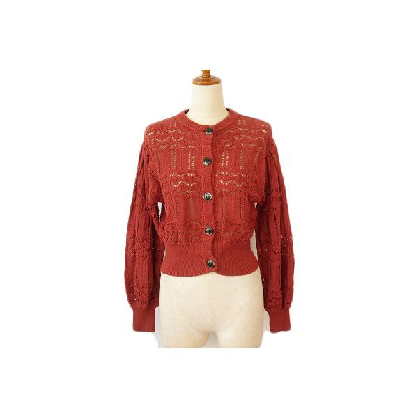 マウジー moussy CROCHET LIKE KNIT カーディガン F オレンジ ブラウン レディース【ブランド】マウジー moussy【表記サイズ】F【実寸サイズ】肩幅：44cm　身幅：45cm　袖丈：55cm　着丈：48cm　　【...