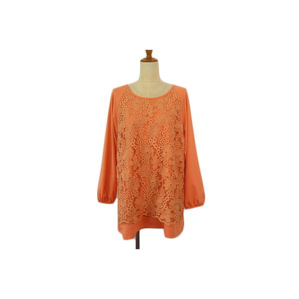 ACTRESS PRINCESS アクトレス プリンセス カットソー チュニック チュール 刺繍 13 オレンジ レディース【表記サイズ】13【実寸サイズ】身幅：50cm　着丈：71cm　ゆき丈：75cm　　【素材】身生地 ポリエステル93...