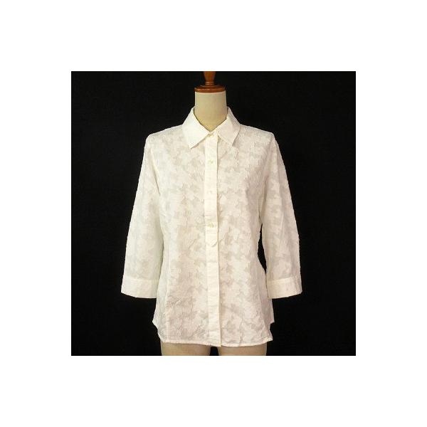 シンプルライフ SIMPLE LIFE レナウン シャツ ブラウス シアー 七分袖 白 ホワイト レディース【表記サイズ】表記なし(実寸サイズをご覧ください)【実寸サイズ】肩幅：39cm　身幅：49cm　袖丈：43cm　着丈：59cm　　【...