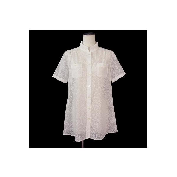 C'est Privee セプリべ レナウン シャツ ブラウス チュニック丈 シアー ボタニカル 9 白 レディース【表記サイズ】9【実寸サイズ】肩幅：38cm　身幅：49cm　着丈：69cm　袖丈：21cm　　【素材】地組織　綿50％、ポ...