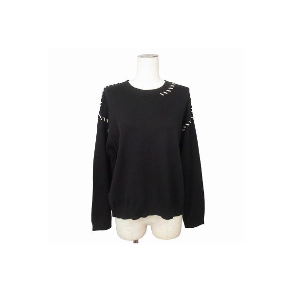 ジェルべ GERVE ニット セーター モノトーン 42 黒 ブラック レディース【表記サイズ】42【実寸サイズ】肩幅：53cm　身幅：55cm　着丈：54cm　袖丈：49.5cm　　【素材】本体 綿60% アクリル40%　テープ 綿70%...