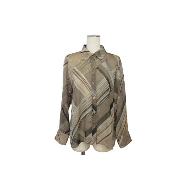 ハーディエイミス HARDY AMIES ブラウス シャツ チェック シアー 13 茶 レディース【ブランド】ハーディエイミス HARDY AMIES【表記サイズ】13【実寸サイズ】肩幅：39cm　身幅：52cm　着丈：62cm　袖丈：57...