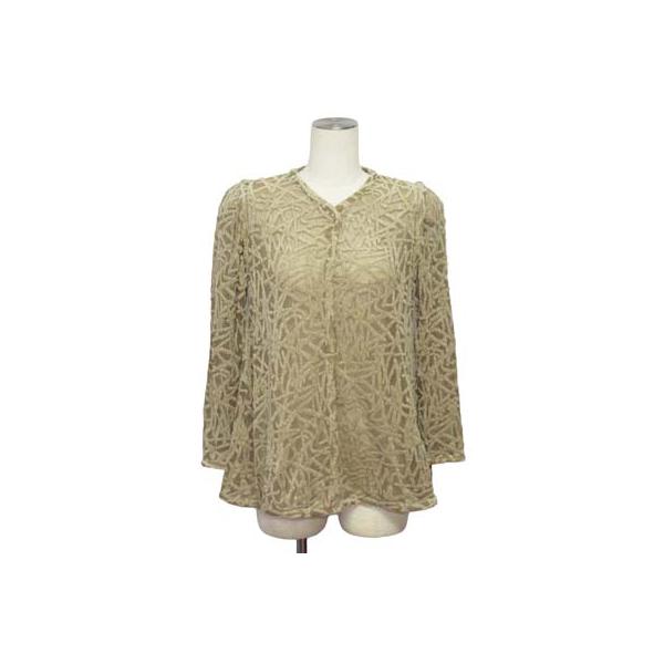 ジャンニロジュディチェ GIANNI LO GIUDICE ブラウス カットソー 長袖 背中ファスナー シアー 総柄 ウール ナイロン レーヨン S ベージュ レディース【表記サイズ】S【実寸サイズ】肩幅：35cm　身幅：45cm　着丈：6...
