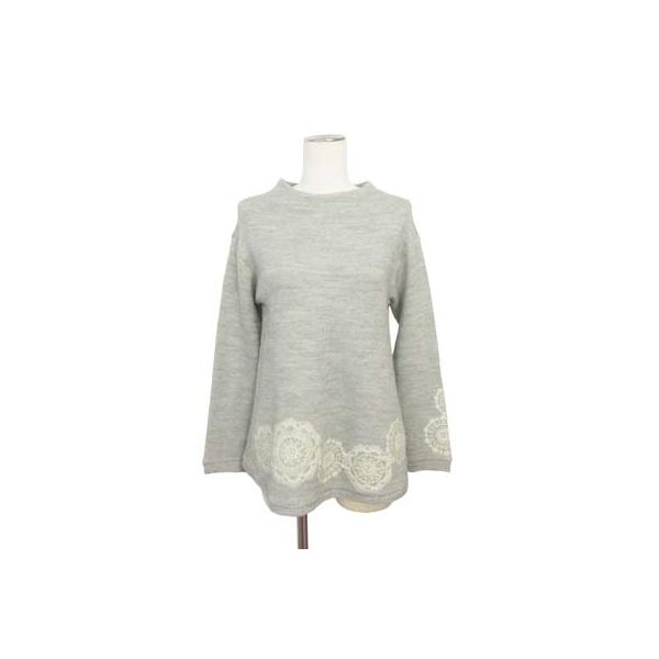 シンプルライフ SIMPLE LIFE レナウン ニット セーター 刺繍 M グレー レディース【表記サイズ】M【実寸サイズ】肩幅：45cm　身幅：43cm　着丈：60cm　袖丈：49cm　　【素材】本体　アクリル44％、綿32％、毛18％...