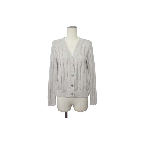 ダーマコレクション dama collection カーディガン ニット スパンコール リネンコットン M グレー レディース【ブランド】ダーマコレクション dama collection【表記サイズ】M【実寸サイズ】肩幅：41cm　身幅：...