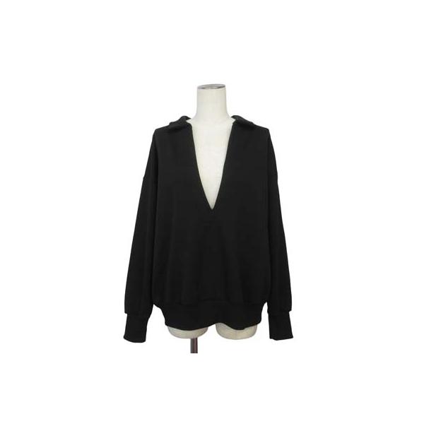 未使用品 ルノンキュール Lugnoncure 深Vネックスウェット スキッパー 襟付き リブ ポリエステル コットン フリー ブラック 黒 レディース【ブランド】ルノンキュール Lugnoncure【表記サイズ】フリー【実寸サイズ】肩幅：...