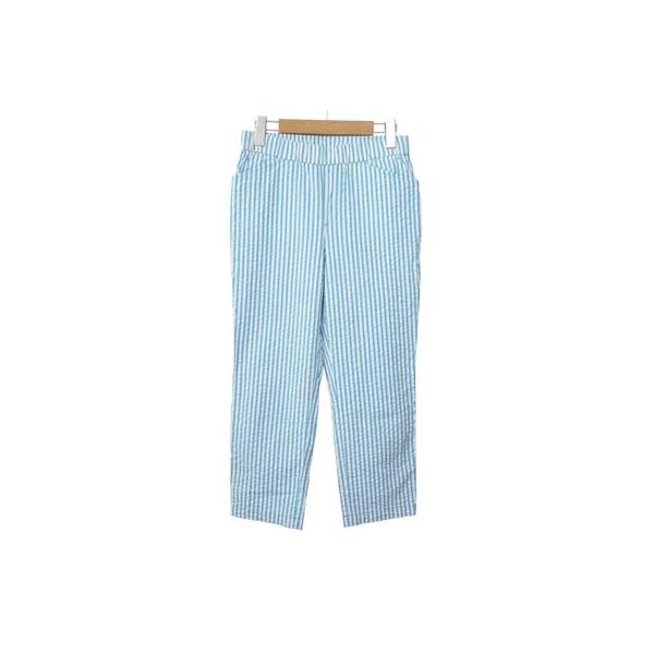 ランズエンド LANDS' END イージーパンツ クロップド シアサッカー ストライプ 70 水色 白  レディース【ブランド】ランズエンド LANDS' END【表記サイズ】70【実寸サイズ】ウエスト：70（ゴム入り）cm　もも幅：26...
