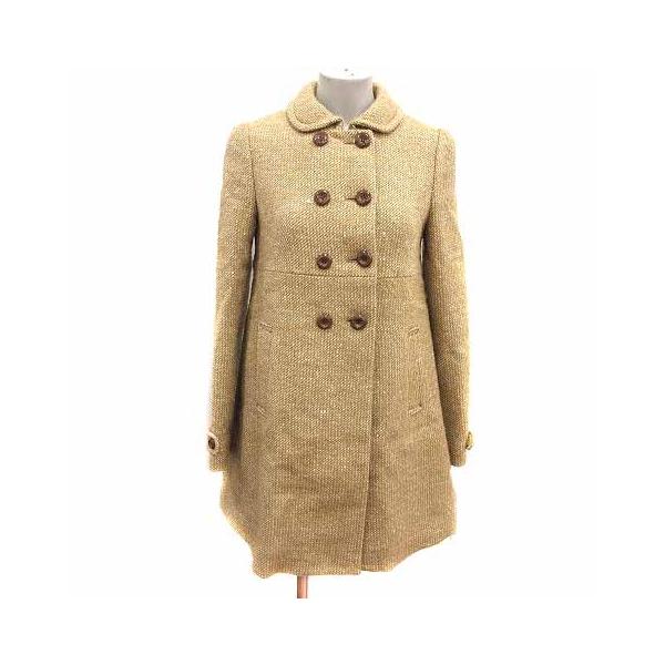 スイヴィ SUIVI ラウンドカラーコート ダブル ツイード 総裏地 ウール 2 M 黄色 イエロー /YK ■MO レディース【ブランド】スイヴィ SUIVI【表記サイズ】2（日本サイズM程度）【実寸サイズ】肩幅：約33cm　身幅：約43...