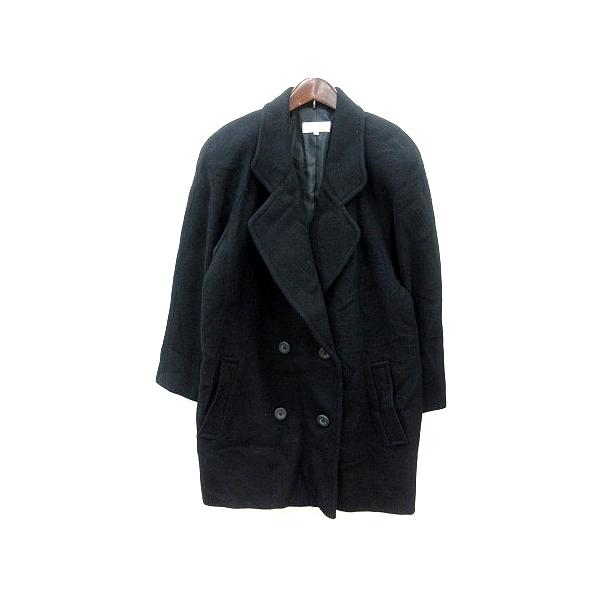 Chizuko.J COLLECTION チェスターコート ダブル 総裏地 ウール 15 XXL 黒 ブラック /MN レディース【表記サイズ】15（日本サイズXXL相当）【実寸サイズ】身幅：約50cm　着丈：約84cm　ゆき丈：約77cm...