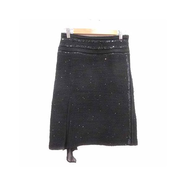 プリモヴァローレ Primo Valore 台形スカート ひざ丈 ツイード スパンコール ウール 38 M 黒 ブラック /YK レディース【ブランド】プリモヴァローレ Primo Valore【表記サイズ】38（日本サイズM程度）【実寸サ...