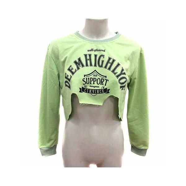 ヘーリーペスカ HALEY PESCA Tシャツ カットソー ショート丈 ロゴプリント 長袖 S 緑 グリーン /YK レディース【表記サイズ】S【実寸サイズ】肩幅：約41.5cm　身幅：約48cm　着丈：約35.5cm　袖丈：約52cm　...