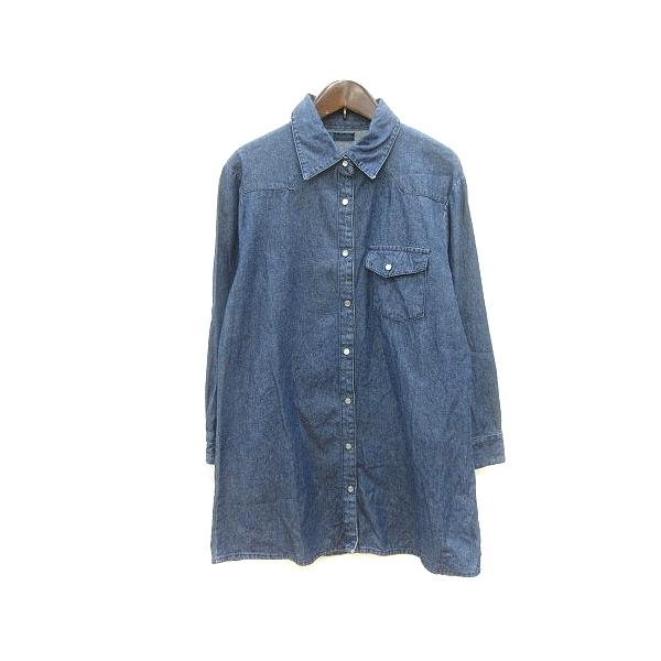 データムライン datum line シャツワンピース ミニ 長袖 デニム M 紺 ネイビー /MN ●RY レディース【表記サイズ】M【実寸サイズ】肩幅：約38cm　身幅：約47cm　袖丈：約50cm　総丈：約77cm　　【素材】綿100...