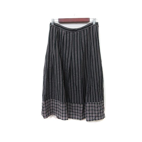 ハーモニカ HARMONICA フレアスカート ロング ストライプ M マルチカラー /YI レディース【表記サイズ】M【実寸サイズ】ウエスト：約68cm　ヒップ：約100cm　スカート丈：約71cm　　【素材】レーヨン 90％ ポリエステ...