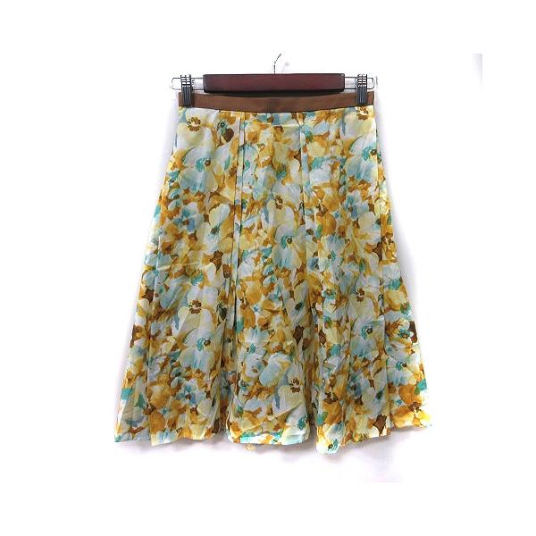 ブルーデブレス BLUE DE BRESSE フレアスカート ギャザー ミモレ ロング 花柄 36 S マルチカラー /YI レディース【表記サイズ】36（Sサイズ）【実寸サイズ】ウエスト：約60cm　ヒップ：約98cm　スカート丈：約56...