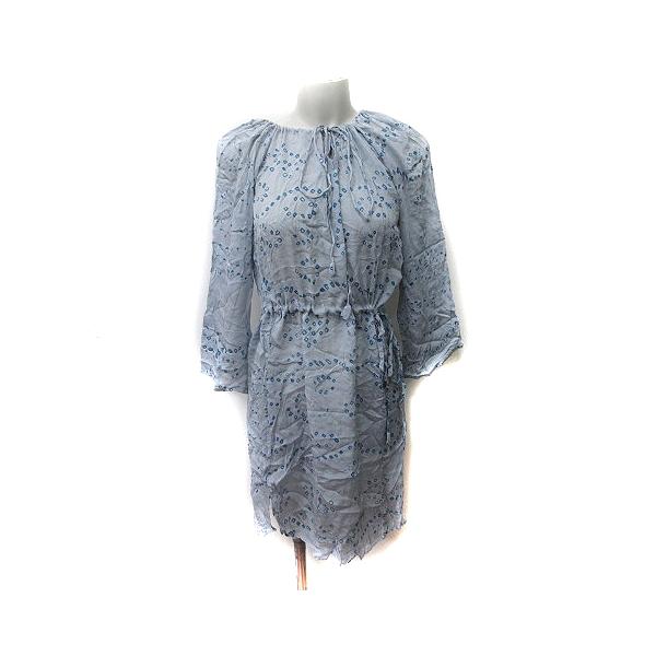 未使用品 マッタ matta ワンピース ひざ丈 長袖 シアー 総柄 絹 シルク S グレー 紺 ネイビー /YI レディース【ブランド】マッタ matta【表記サイズ】S【実寸サイズ】身幅：約45cm　着丈：約80cm　ゆき丈：約62cm...