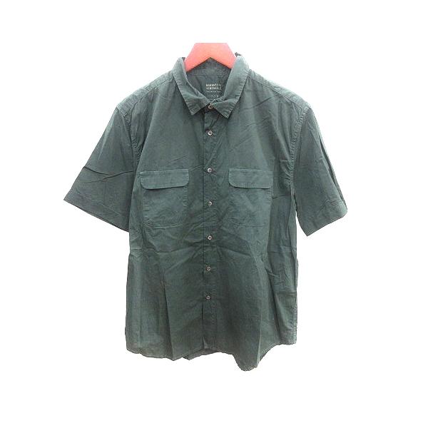 ナラティブヴェネラブル NARRATIVE VENERABLE ステンカラーシャツ 半袖 XL カーキ 緑 グリーン /AU メンズ【表記サイズ】XL【実寸サイズ】肩幅：約46cm　身幅：約52cm　着丈：約71cm　袖丈：約25cm　　【...