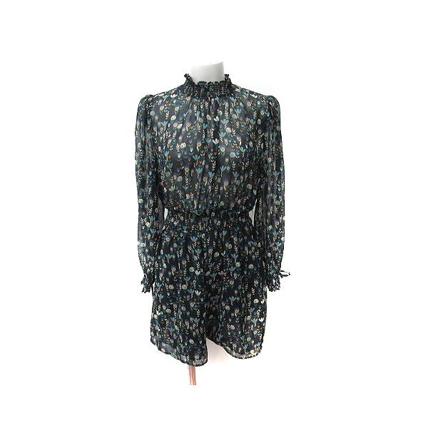 ザラ ZARA ワンピース ミニ シアー 花柄 長袖 黒 ブラック /YI レディース【ブランド】ザラ ZARA【表記サイズ】EUR MUSAMMEX 28【実寸サイズ】肩幅：約31cm　身幅：約50cm　袖丈：約57cm　総丈：約77cm...