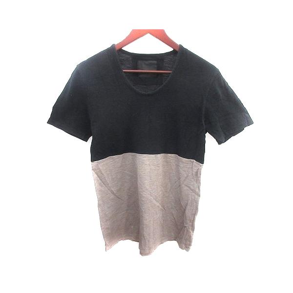 オーレット OURET カットソー Tシャツ Uネック バイカラー 半袖 黒 ブラック /AU メンズ【ブランド】オーレット OURET【表記サイズ】サイズ表記なし(実寸サイズをご覧ください)【実寸サイズ】肩幅：約41cm　身幅：約46cm...