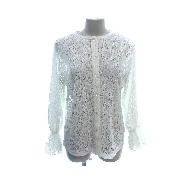 イーハイフンワールドギャラリー E HYPHEN WORLD GALLERY シャツ ブラウス ノーカラー 総レース キャンディスリーブ 長袖 F アイボリー【ブランド】イーハイフンワールドギャラリー E HYPHEN WORLD GALL...