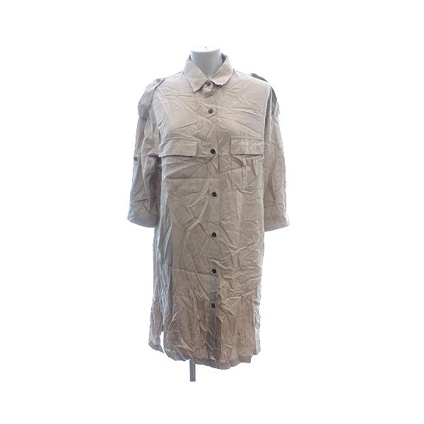 ナノユニバース nano universe garde robe シャツワンピース ひざ丈 ノーカラー つけ襟 七分袖 38 M ベージュ /AU レディース【ブランド】ナノユニバース nano universe【表記サイズ】38（日本サイ...