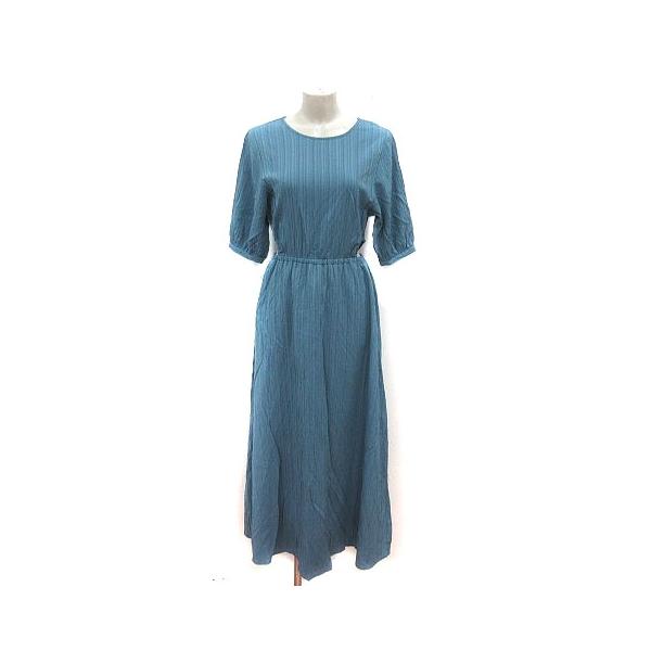ティアレフス Ti.ALEFS ワンピース マキシ ロング 七分袖 M 青 ブルー /MS レディース【表記サイズ】M【実寸サイズ】肩幅：約38cm　身幅：約40cm　袖丈：約32cm　総丈：約134cm　　【素材】表地　ポリエステル 97...