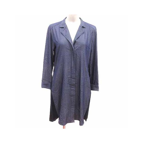 ノータデラマノシニストラ nota della mano sinistra シャツワンピース ひざ丈 長袖 紺 ネイビー /YK レディース【表記サイズ】サイズ表記なし(実寸サイズをご覧ください)【実寸サイズ】肩幅：約41cm　身幅：約49...