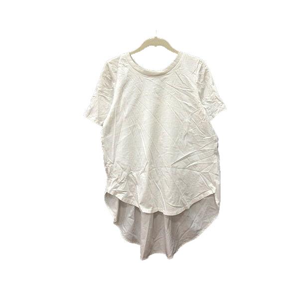 シェトワ Chez toi カットソー クルーネック 半袖 切替 F 白 ホワイト /MN レディース【ブランド】シェトワ Chez toi【表記サイズ】F【実寸サイズ】肩幅：約34cm　身幅：約46cm　着丈：約68cm　袖丈：約22cm...