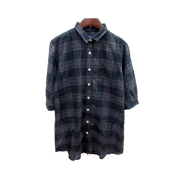 クロロシスター chloro sister シャツ ワンピース Aライン ミニ 七分袖 チェック 34 グレー 黒 ブラック /RT レディース【表記サイズ】34【実寸サイズ】肩幅：約39cm　身幅：約46cm　袖丈：約34.5cm　総丈：...