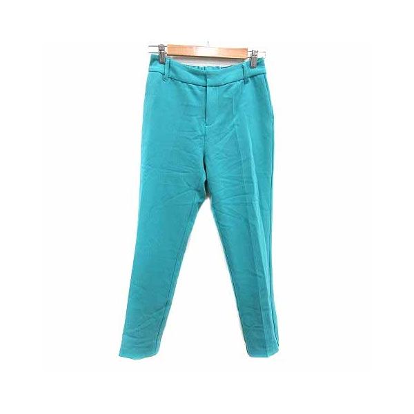 ユアーズ urs Know Your Rights スラックスパンツ M 緑 エメラルドグリーン /YK レディース【表記サイズ】M【実寸サイズ】ウエスト：約57〜cm　もも幅：約22.5cm　裾幅：約14.5cm　股上：約25cm　股下：...