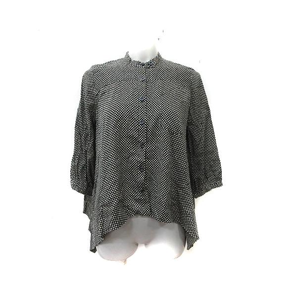 デポンダンルウォ Des Ponds Dans L'eau シャツ ブラウス バンドカラー ドット 長袖 36 S 黒 ブラック /YI レディース【表記サイズ】36（Sサイズ）【実寸サイズ】肩幅：約31cm　身幅：約52cm　着丈：約50...