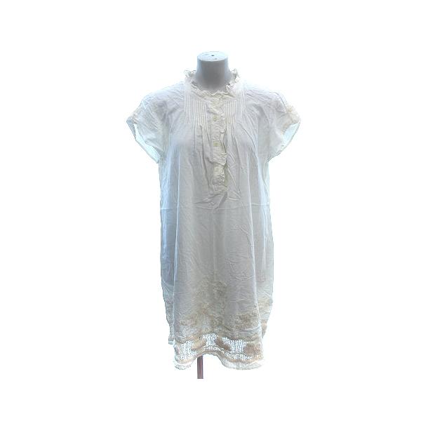 ベルス クローゼット bellus closet シャツワンピース ミニ フリルスタンドカラー ロールアップ フリル レース 半袖 38 M アイボリー【表記サイズ】38（日本サイズM程度）【実寸サイズ】肩幅：約38cm　身幅：約49cm　...