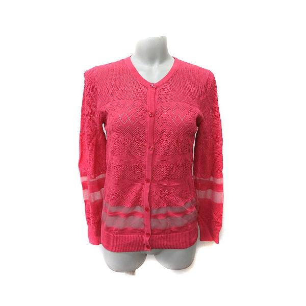 エレメントオブシンプルライフ element of SIMPLE LIFE カーディガン カットソー 透かし編み 長袖 M ピンク /YI レディース【表記サイズ】M【実寸サイズ】肩幅：約35cm　身幅：約43cm　袖丈：約58cm　着丈：...