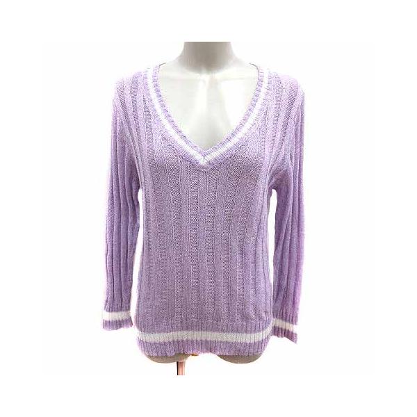 ナイスクラップ NICE CLAUP continuer de NICE CLAUP ニット カットソー Vネック 長袖 紫 パープル /YK ●RY 【ブランド】ナイスクラップ NICE CLAUP【表記サイズ】サイズ表記なし(実寸サイズ...