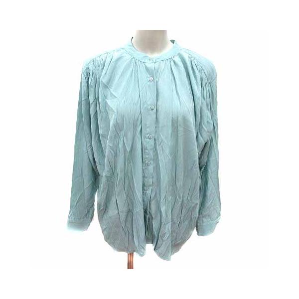 adapt retailing シャツ ブラウス ノーカラー 長袖 M 緑 エメラルドグリーン ●RY /YK レディース【表記サイズ】M【実寸サイズ】身幅：約60cm　着丈：約63.5cm　ゆき丈：約77.5cm　　【素材】ポリエステル6...