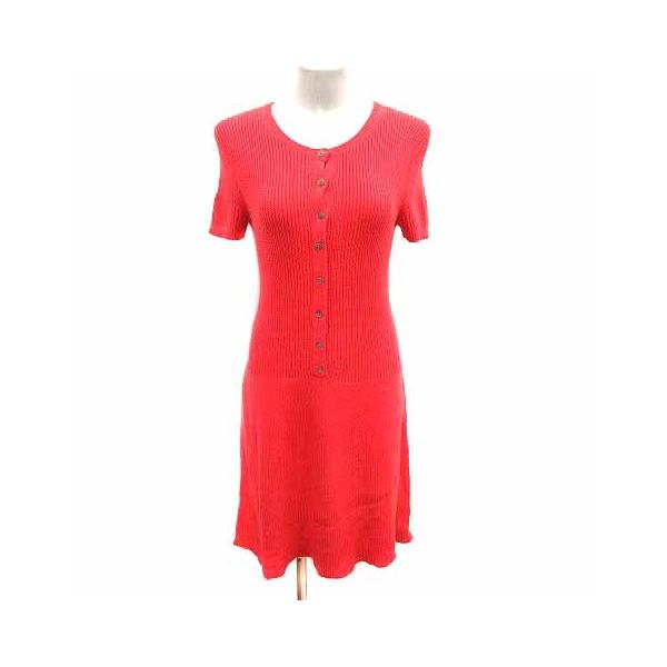 セオリー Theory ワンピース ミニ ニット 半袖 S 赤 レッド /YK レディース【ブランド】セオリー Theory【表記サイズ】S【実寸サイズ】肩幅：約30cm　身幅：約30cm　袖丈：約18cm　総丈：約88.5cm　　【素材】...