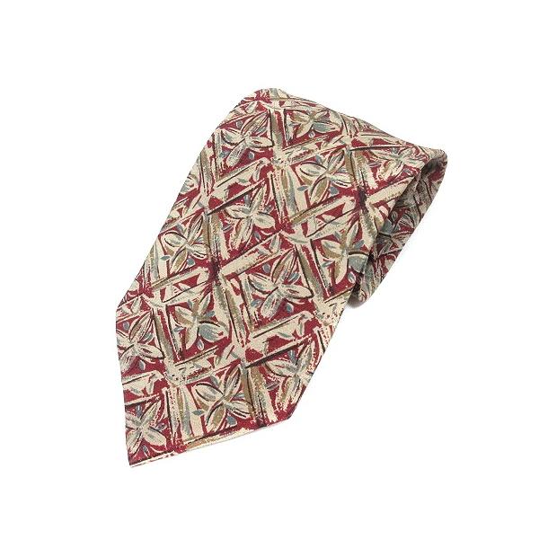 ガルバーニルイージ GALVANI LUIGI ネクタイ ワイドタイ 総柄 絹 シルク 赤 レッド ベージュ /MN ●RY メンズ【表記サイズ】サイズ表記なし(実寸サイズをご覧ください)【実寸サイズ】大剣幅 約9cm 　小剣幅 約3.5c...