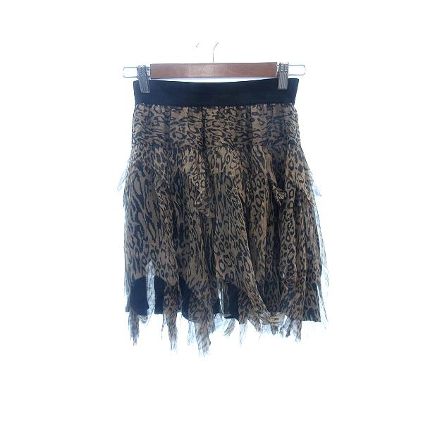 キャサリン・マランドリーノ フレアスカート ミニ ティアード アシンメトリー カットオフ レオパード ヒョウ柄 絹 0 XS ベージュ【ブランド】キャサリン・マランドリーノ CATHERINE MALANDRINO【表記サイズ】0（日本サイ...