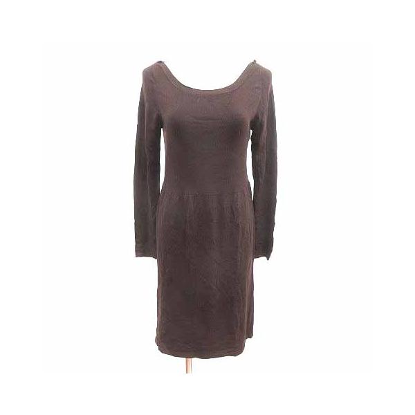 ネットディマミーナ NETTO di MAMMINA ワンピース ひざ丈 ニット 長袖 38 M 茶 ブラウン /YK レディース【表記サイズ】38（日本サイズM程度）【実寸サイズ】肩幅：約30.5cm　身幅：約36cm　袖丈：約62cm　...