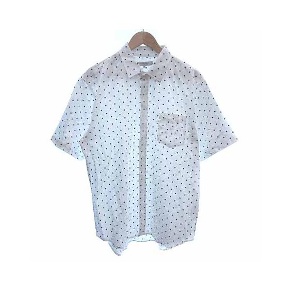 ユーティリティ YOUTILITY カジュアルシャツ ドット 半袖 3L 白 ホワイト /YK ●RY メンズ【表記サイズ】3L【実寸サイズ】肩幅：約49cm　身幅：約57cm　着丈：約78cm　袖丈：約25cm　　【素材】綿50 ポリエス...