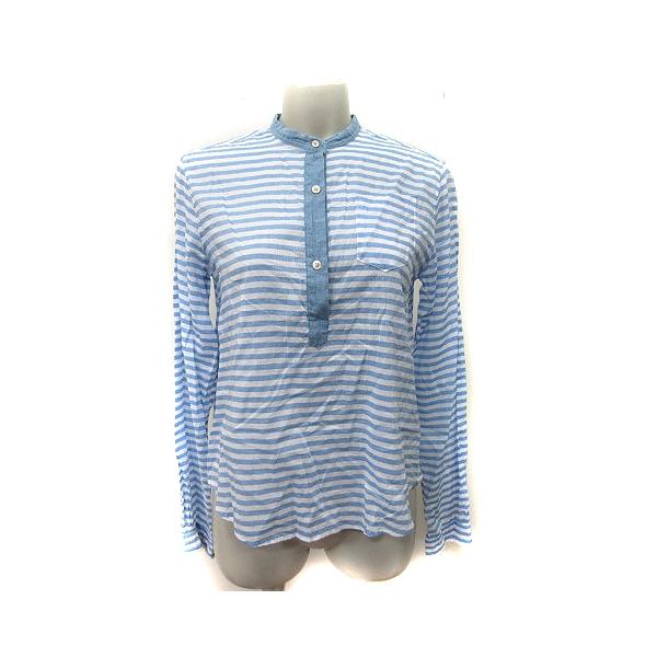 ルーバトラム luva tram シャツ ブラウス ボーダー 長袖 F 青 ブルー 白 ホワイト /YI レディース【表記サイズ】F（フリーサイズ）【実寸サイズ】肩幅：約36cm　身幅：約45cm　着丈：約67cm　袖丈：約60cm　　【素...