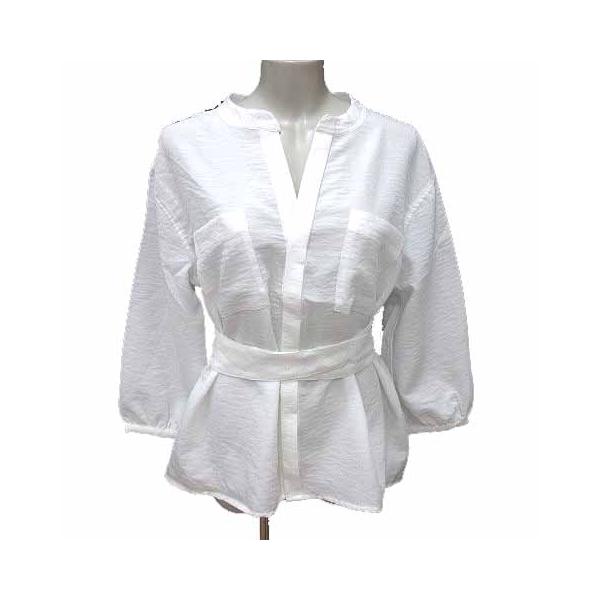ショコラフィネローブ chocol raffine robe シアーシャツ ブラウス ウエストマーク 七分袖 F 白 ホワイト /YK ●RY レディース【ブランド】ショコラフィネローブ chocol raffine robe【表記サイズ】...
