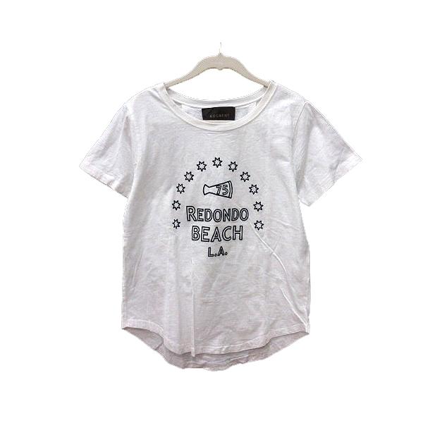 オーグメント AUGMENT カットソー Tシャツ クルーネック フロッキープリント 半袖 F 白 ホワイト /MN ●RY レディース【表記サイズ】F【実寸サイズ】肩幅：約36cm　身幅：約45cm　着丈：約60cm　袖丈：約16cm　　...
