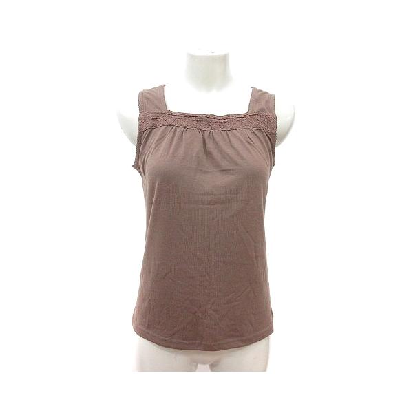 GLISSE タンクトップ カットソー スクエアネック レース L 茶 ブラウン /MN ●RY レディース【表記サイズ】L【実寸サイズ】身幅：約43cm　総丈：約56cm　　【素材】本体 ポリエステル65％ レーヨン35％　レース部分 綿...