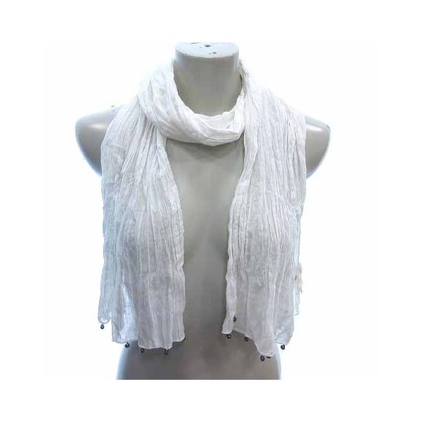 Littl by Lilit スカーフ マフラー プリーツ 鈴 白 ホワイト /YK ●RY レディース【表記サイズ】サイズ表記なし(実寸サイズをご覧ください)【実寸サイズ】全長（フリンジ含まず）：約146cm　幅：約44cm　　【素材】コ...