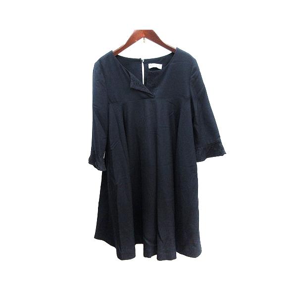 フリッカ FLICKA ワンピース ミニ スリットネック レース ウール 七分袖 1 S 紺 ネイビー /AU レディース【ブランド】フリッカ FLICKA【表記サイズ】1（日本サイズS程度）【実寸サイズ】肩幅：約35cm　身幅：約49cm...