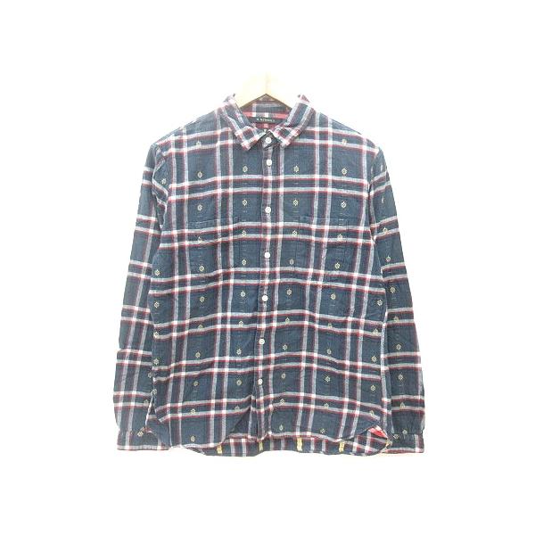 アールニューボールド R.NEWBOLD ネルシャツ チェック 長袖 M 紺 ネイビー /MN メンズ【ブランド】アールニューボールド R.NEWBOLD【表記サイズ】M【実寸サイズ】肩幅：約41cm　身幅：約50cm　着丈：約65cm　袖...