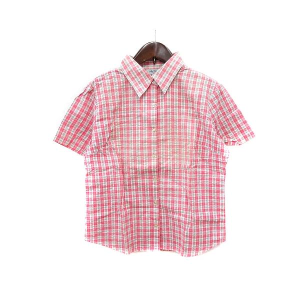 My Riscal シャツ チェック 半袖 M ピンク /MN ●RY レディース【表記サイズ】M【実寸サイズ】肩幅：約37cm　身幅：約45cm　着丈：約54cm　袖丈：約18cm　　【素材】綿100％【色】ピンク【状態】この商品には下記...