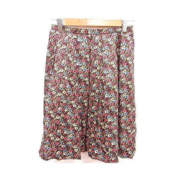 マチコジント Machiko Jinto スカート フレア ひざ丈 花柄 36 茶 ブラウン /RT レディース【表記サイズ】36【実寸サイズ】ウエスト：約62cm　ヒップ：約86cm　スカート丈：約54cm　　【素材】ポリエステル100％...