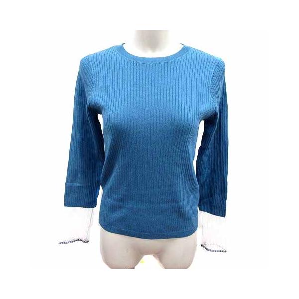 ナチュラルクチュール natural couture ニット カットソー 切替 シアー 長袖 F 青 ブルー /YK レディース【表記サイズ】F（日本サイズフリーサイズ）【実寸サイズ】肩幅：約29cm　身幅：約39cm　着丈：約50cm　袖...